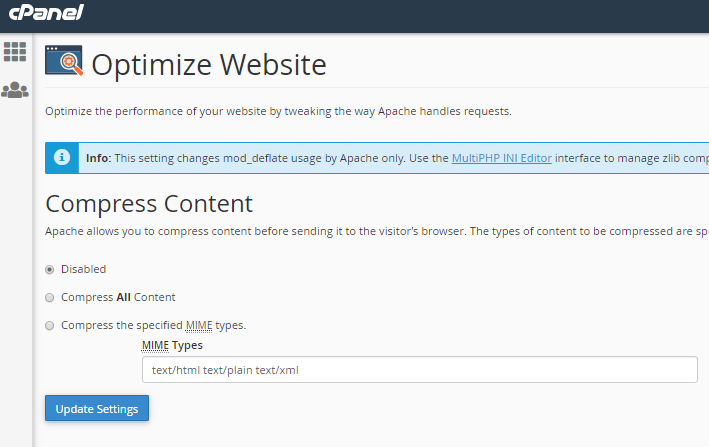 How to compress website content using cPanel