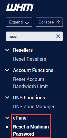 How to reset a mailman password in cPanel - WHUK