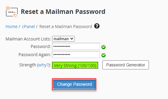 How to reset a mailman password in cPanel - WHUK