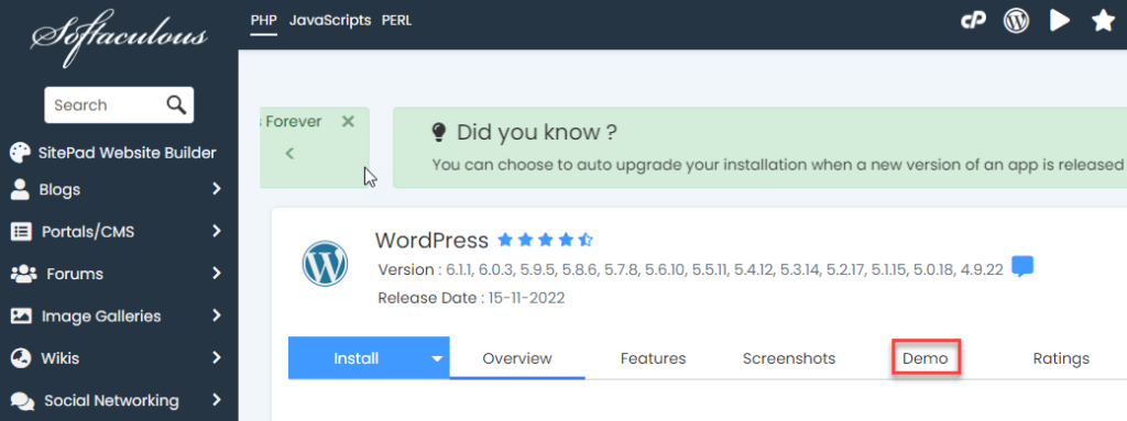 How to demonstrate a Script Before Installing It in Softaculous