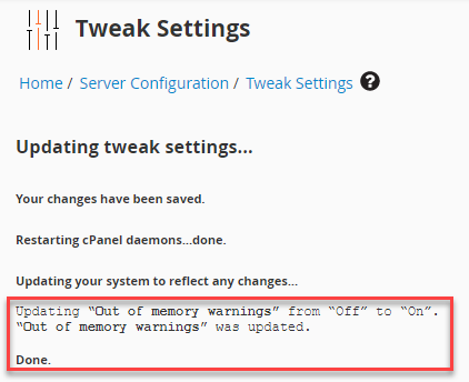 How to enable “Out of memory warnings” through WHM - WHUK