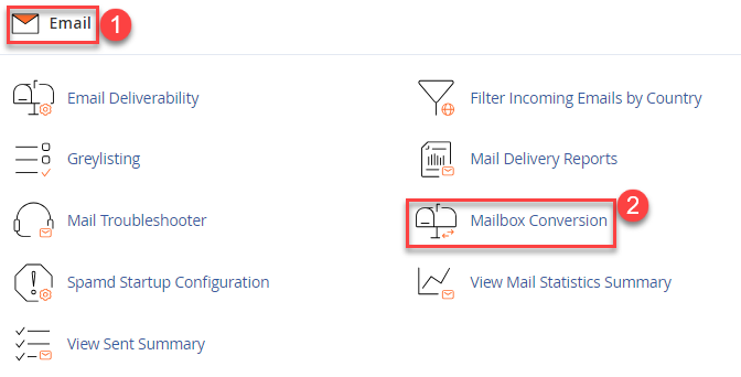 How to convert an account’s mailboxes in WHM - WHUK